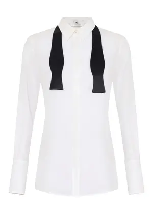 Elisabetta Franchi Bow-tie Georgette Shirt - White