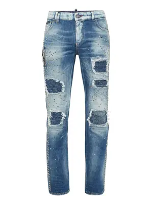 Philipp Plein Stud-embellished Jeans - Blue