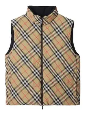 Burberry Nylon Check Packable Hood Gilet Sand Ip Check