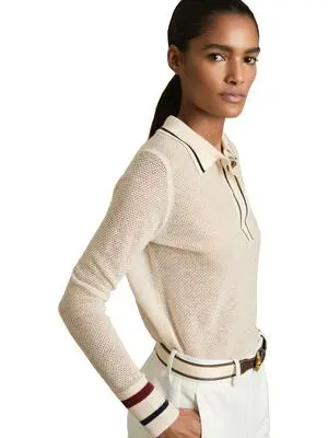 REISS Cece Wool-cashmere Polo Jumper - Neutral
