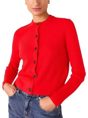 Whistles Jasmine Ribbed Cardigan By - Red