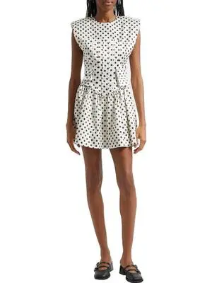 GANNI Print Dot Corset Minidress - Egret