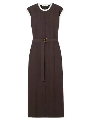 WALES BONNER Rhyme Pointelle-knit Midi Dress - Brown