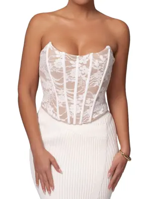 JLUXLABEL Rosemere Lace Bustier Top White