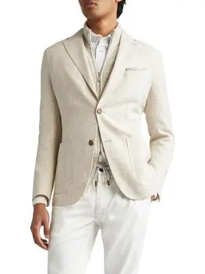 Eleventy Plaid Linen & Wool Blend Sport Coat - 02 Sand