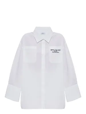 Off-White Embroidered Shirt Dress - White