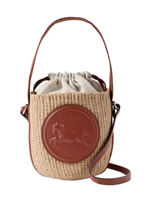 Chloé Horse Medal Basket Raffia Tote - Brown