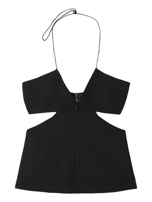 BETTTER Capote Cutout Wool-blend And Satin Halterneck Top - Black