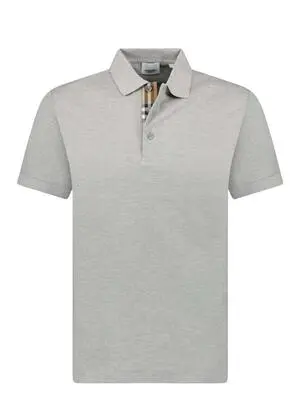 Burberry Hartford Check Placket Polo Shirt - Grey
