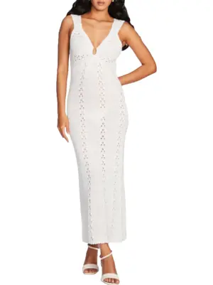 CAPITTANA Daphne Open Stitch Maxi Dress - White