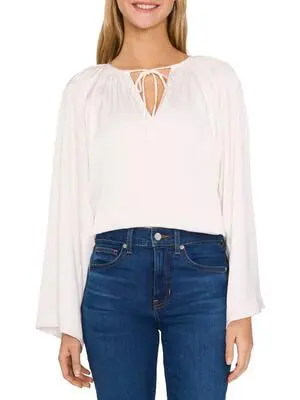 CECE DUPRAZ CeCe Satin Peasant Blouse New Ivory