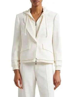 Cinq À Sept Le Petite Khloe Zip-up Hoodie Blazer - Ivory/ Ivory