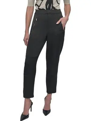 Dkny DKNY Zip Pocket Ankle Length Satin Trousers Black