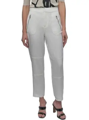 Dkny DKNY Zip Pocket Ankle Length Satin Trousers Ivory