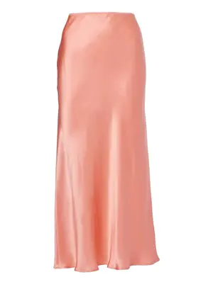 Rixo Ardith Silk Satin Midi Skirt - Pink