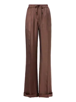 TOM FORD Silk Wide-leg Trousers - Brown