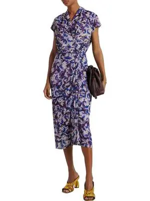 Dries Van Noten Printed Midi Dress - Blue