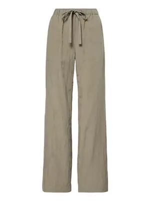 Vince High-rise Wide-leg Wool Blend Pants - Green