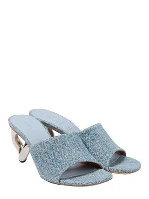 JW Anderson Leather-trimmed Denim Mules - Blue
