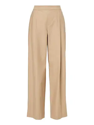 Vince Cotton And Wool Wide-leg Trousers - Beige