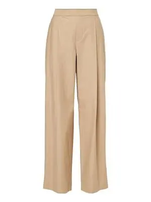 Vince Cotton And Wool Wide-leg Trousers - Beige
