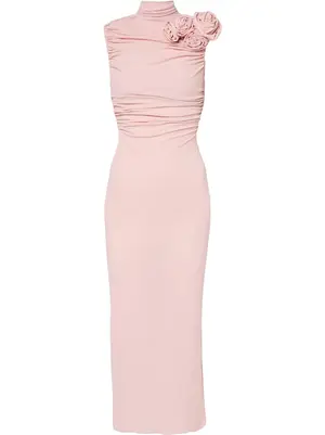 Magda Butrym Ruched Silk-blend Midi Dress - Pink