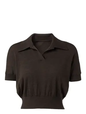 Khaite Morgane Wool-blend Polo Shirt - Brown