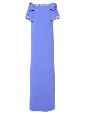 Carolina Herrera Bow-detail Crepe Gown - Blue