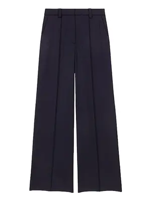 Maje Pin-Tuck Pleat Straight-Leg Woven Trousers Bleus