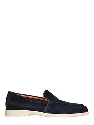 Santoni Malibu Contrast-Sole Suede Loafers Navy