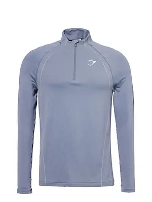 GYMSHARK Apex Seamless 1/4 Zip Top - Gs Iron Blue/gs Cool Blu
