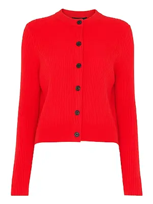 Whistles Jasmine Ribbed Knitted Cardigan - Red