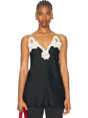 JIL SANDER Sleeveless Top With Lace Detailing - Black