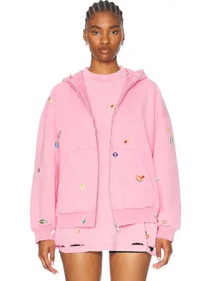 Balenciaga Zip-up Hoodie - Faded Dirty Pink