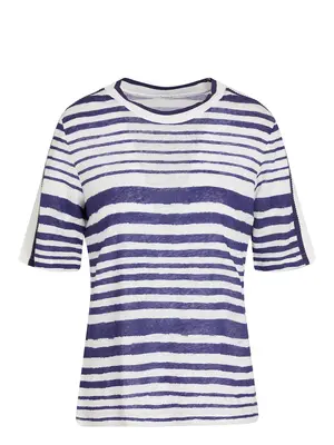 Zimmermann Striped Linen-jersey T-shirt - Navy