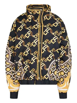 Camilla Printed Quilted Down Jacket - Black