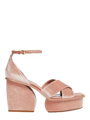 Zimmermann Velvet Platform Sandals - Antique Rose