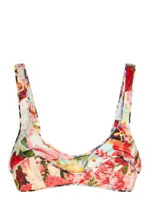 Zimmermann Floralprint Linen And Silkblend Bra Top - Red
