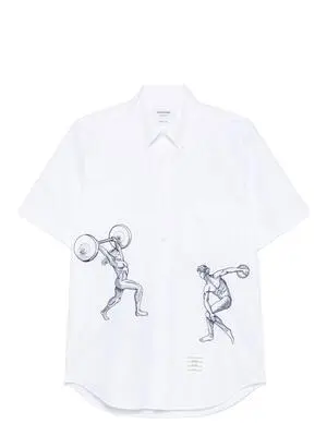 Thom Browne Embroidered Cotton Shirt - White
