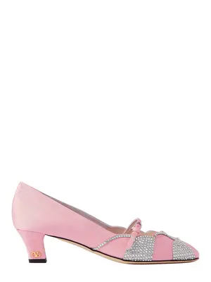 Valentino Garavani Bowow 45 Crystal-embellished Pumps - Pink