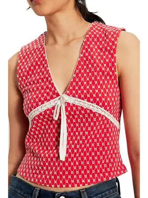 Free People Good Graces Cropped Tank Red Combo