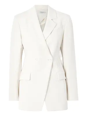 Another Tomorrow Double-breasted Asymmetric Jersey Blazer - White