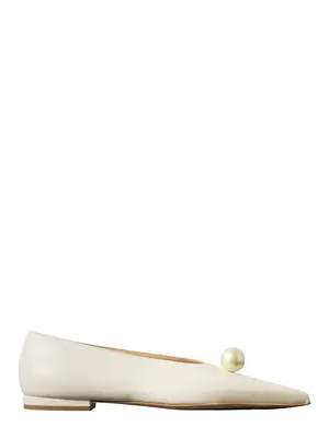 Magda Butrym Faux Pearl-embellished Leather Flats - Cream