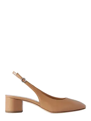 AeydĒ Romy Leather Slingback Pumps - Brown
