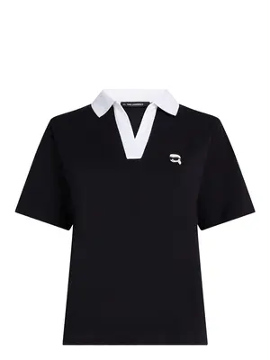 Karl Lagerfeld Logo-patch Polo Top - Black
