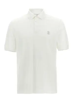 Brunello Cucinelli Logo-print Polo Shirt - White