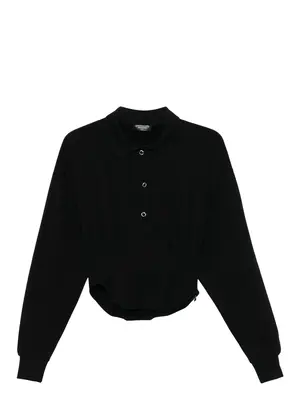 MUGLER Corseted Polo Shirt - Black