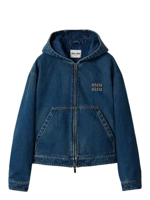 Miu Miu Denim Hooded Jacket - Blue