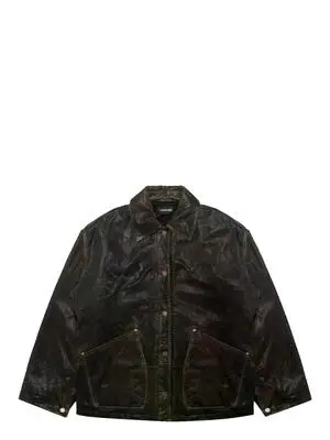 MAINLESS Scratched Leather Jacket - Green
