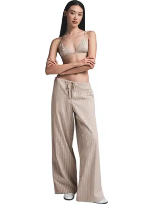 SKIMS Cotton Poplin Straight Leg Pant Stone Stripe